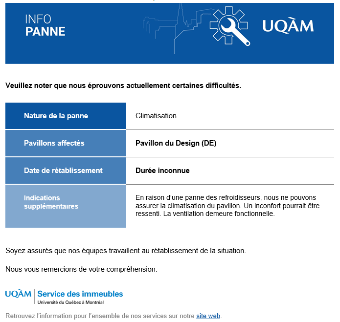 Pavillon de Design (DE) | Service des immeubles | UQAM