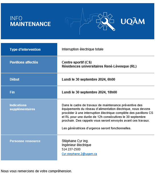Centre Sportif (CS) et résidences universitaires René-Lévesque (RL ...