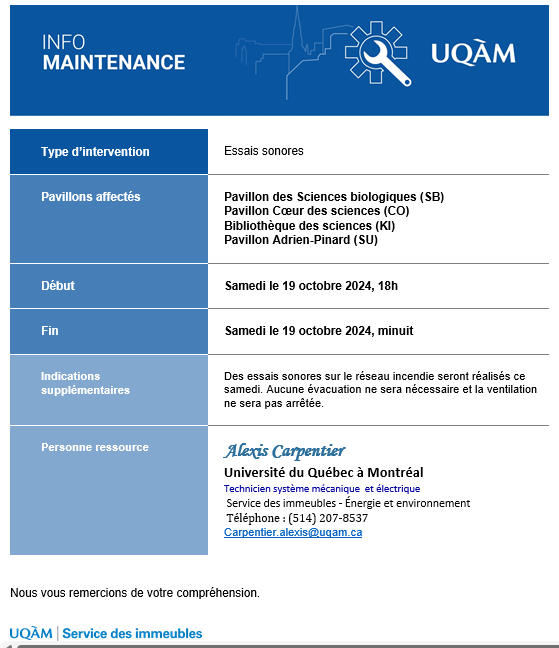 Pavillon des Sciences biologiques (SB), Pavillon Coeur des sciences (CO ...
